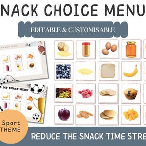 Snack Choice Menu | Food Choice Cards | Visual Food Chart | Menu Choice ...