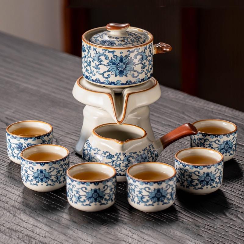 Beige Ru Kiln Automatic Tea Set, Lazy Kung Fu Tea Set Tea Brewing ...