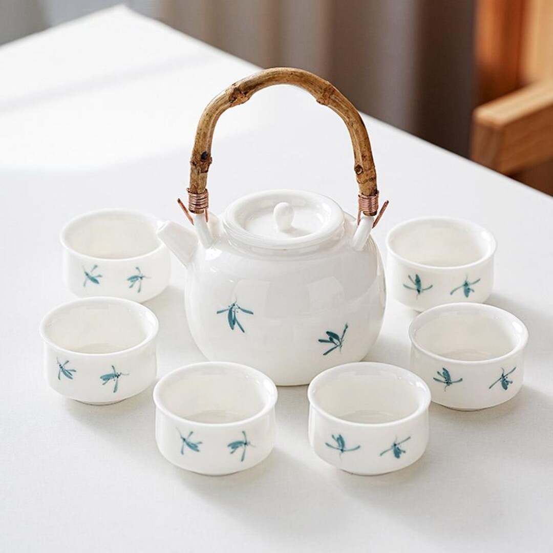 Mutton-fat Jade Porcelain Tea Set, Hand-painted Teapot, Kung Fu Tea Set ...