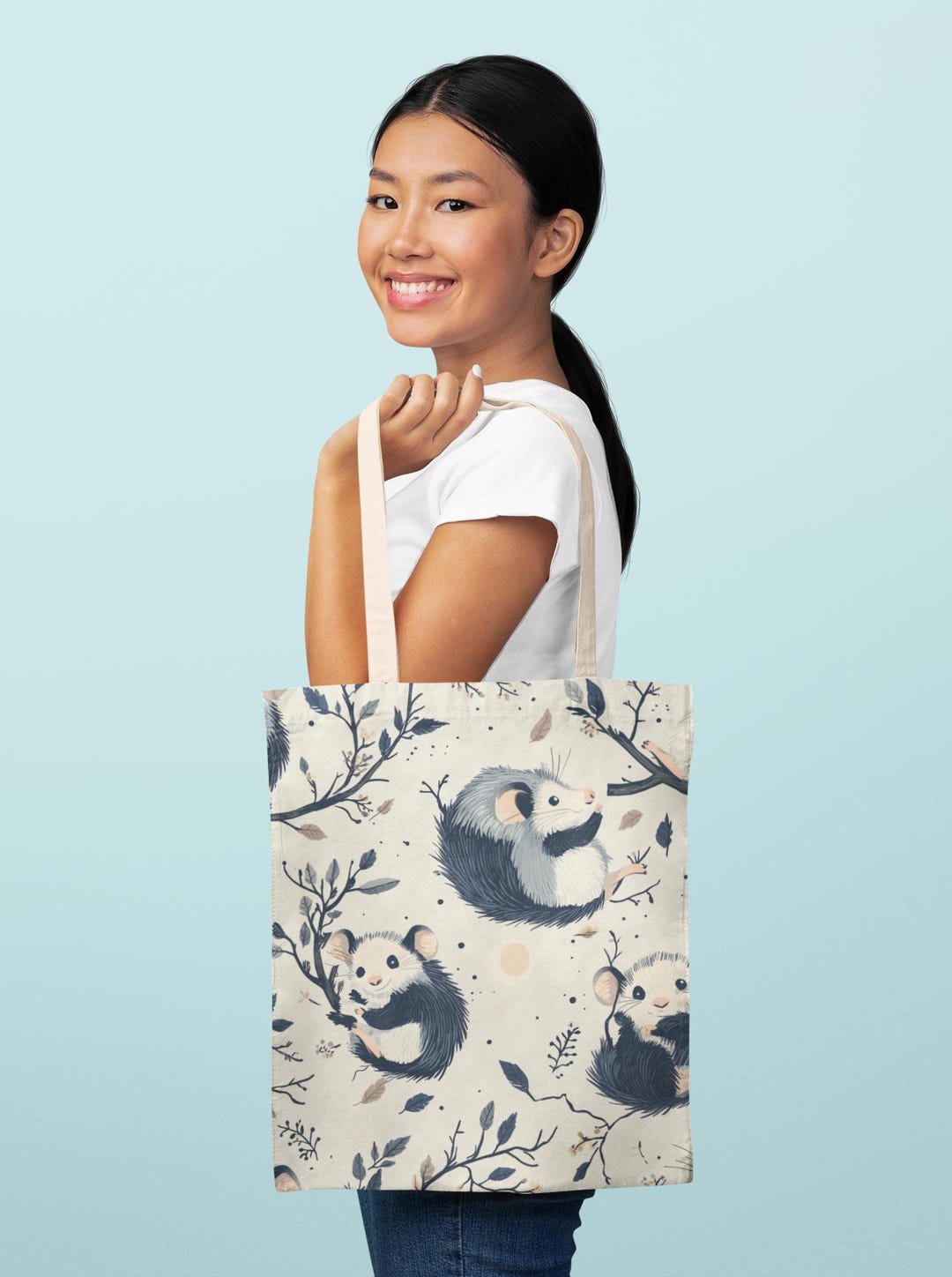 Charming Opossum Seamless Pattern – Woodland Animal Fabric, Digital ...