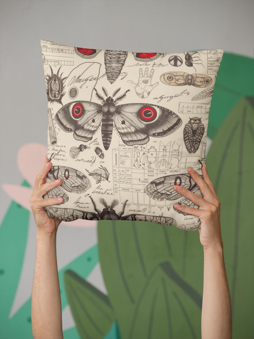 Mothman Scientific Study Seamless Pattern – Cryptid Anatomy, Vintage ...