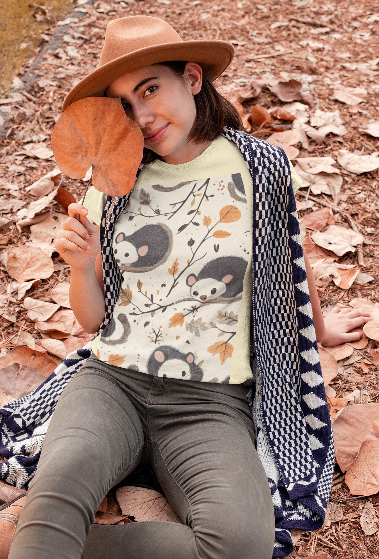 Autumn Woodland Opossum Seamless Pattern – Cozy Woodland Animal Fabric ...