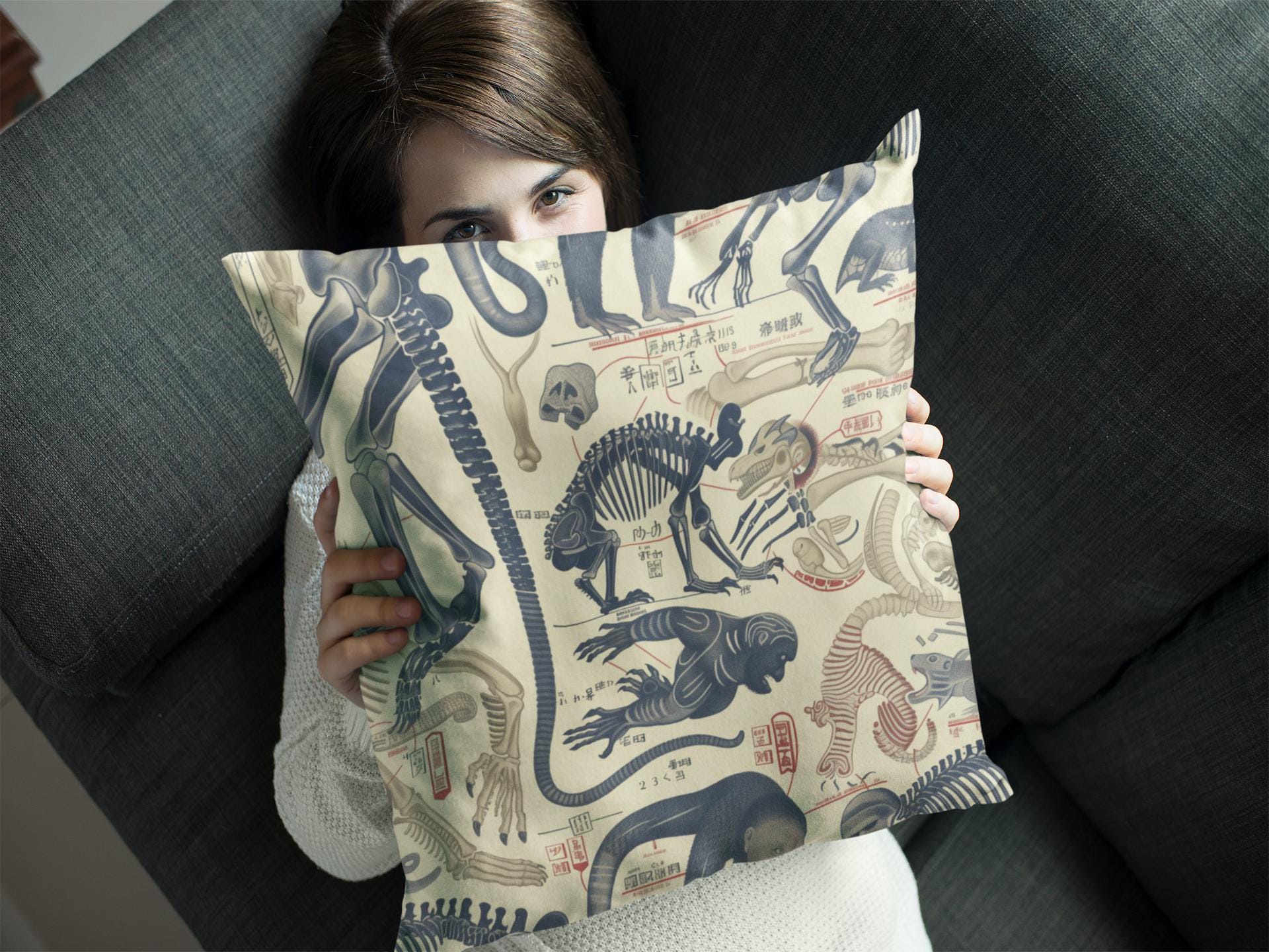 Japanese Cryptid Anatomy Seamless Pattern – Edo-style Yokai Dissection ...