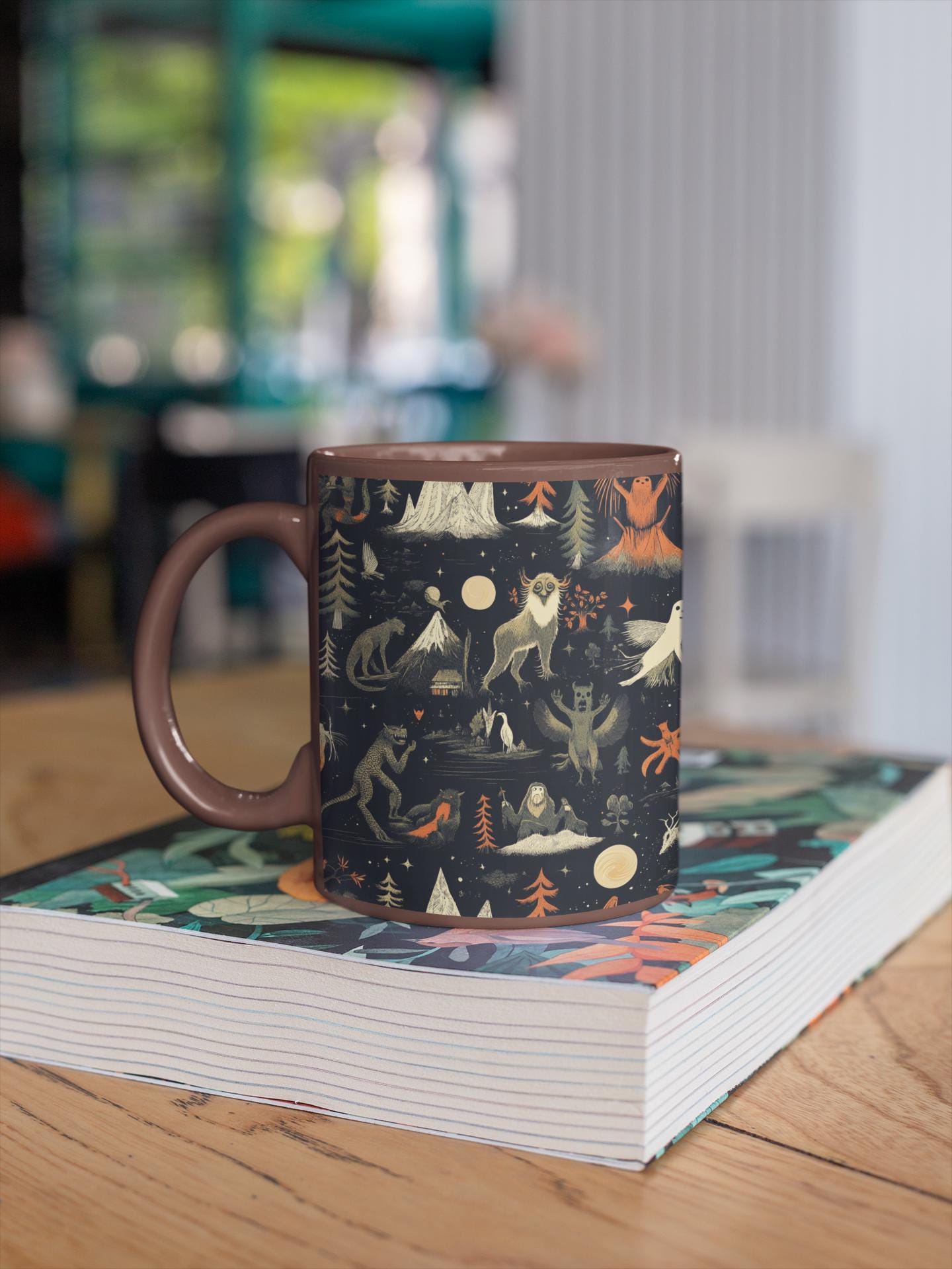 Nighttime Cryptid Legends Seamless Pattern – Mythical Monsters in a ...