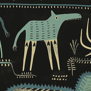 Blue Poco Cryptid Folk Art Seamless Pattern No. 2 - Etsy