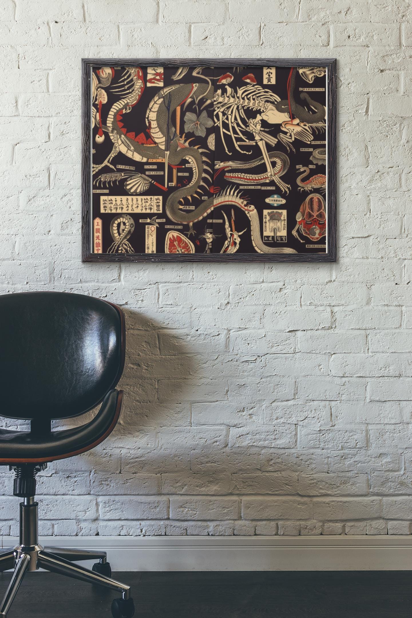 Japanese Cryptid Anatomy Seamless Pattern – Ukiyo-e Yokai Dissection ...