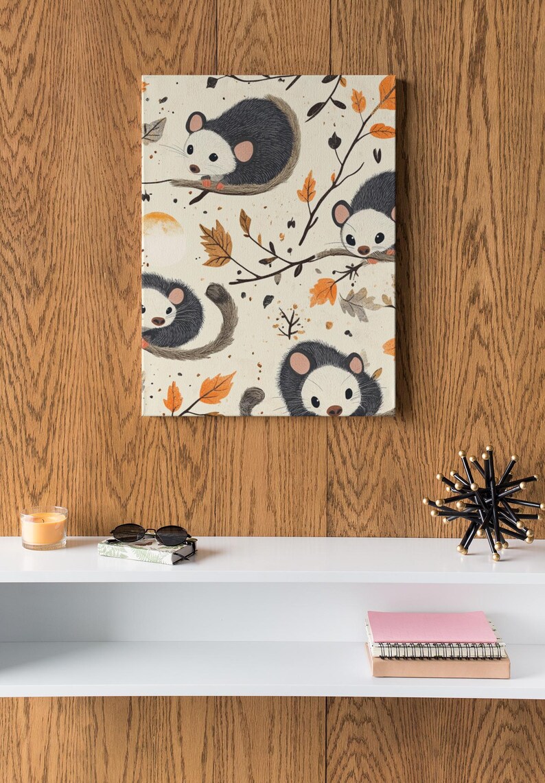 Autumn Woodland Opossum Seamless Pattern – Cozy Woodland Animal Fabric ...