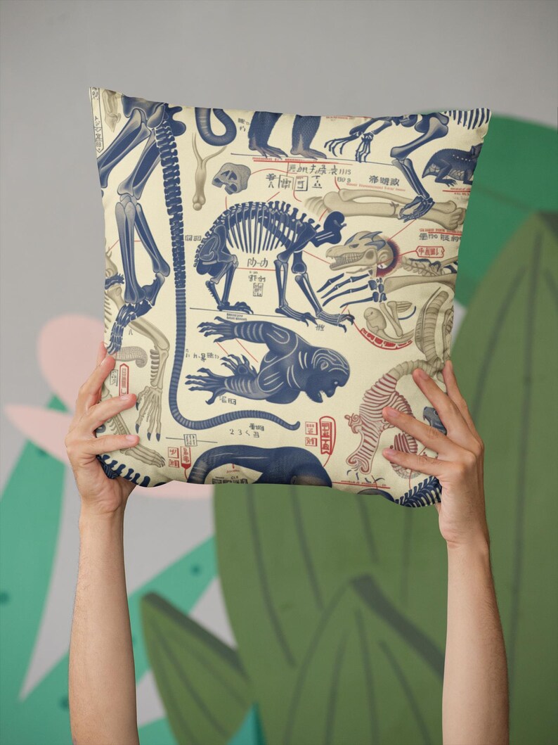 Japanese Cryptid Anatomy Seamless Pattern – Edo-style Yokai Dissection ...