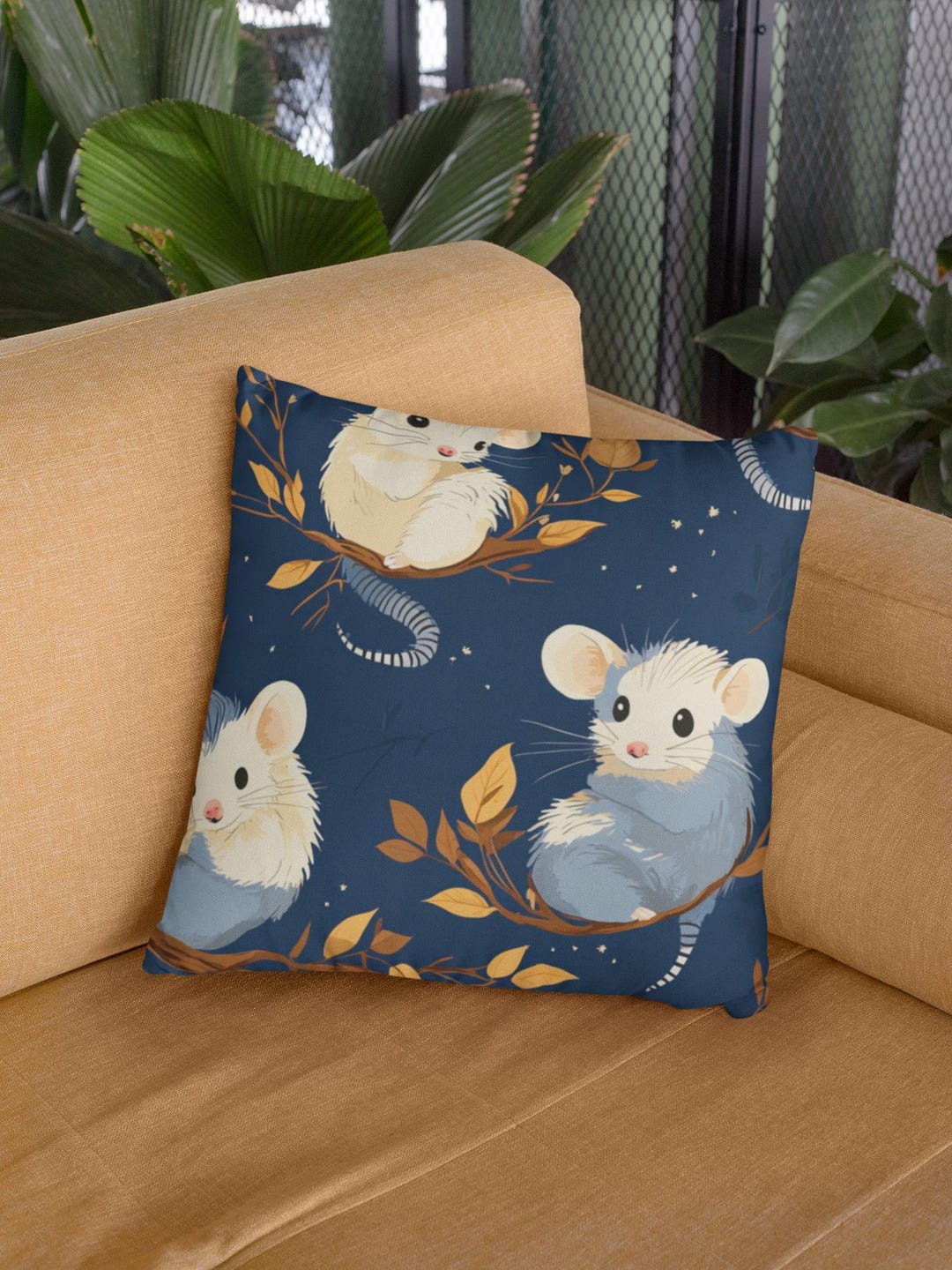 Nighttime Opossum Seamless Pattern – Dreamy Woodland Animal Fabric ...