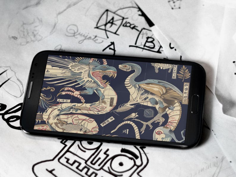 Japanese Yokai Dissection Seamless Pattern – Edo-style Cryptid Anatomy ...