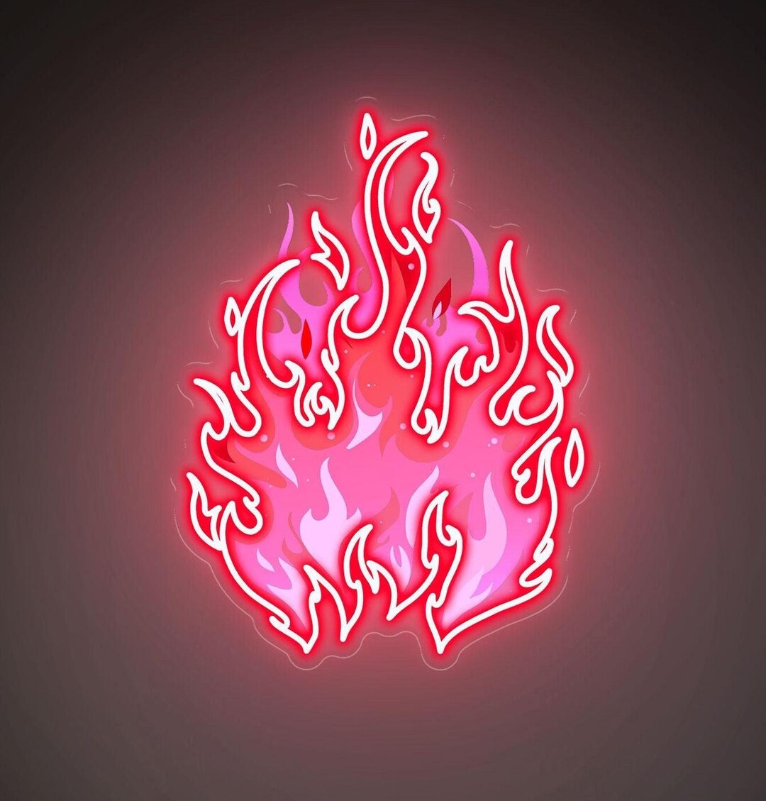 Fire Neon Sign, Fire LED Neon Light, UV Printing Acrylic Sign, Bedroom ...