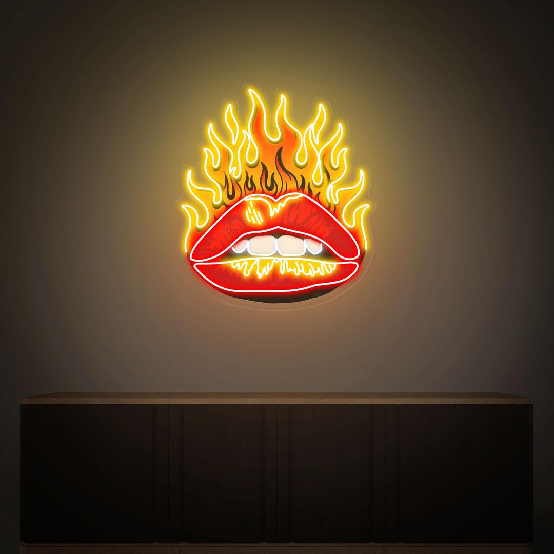 Burning Lips Neon Sign, UV Printing Wall Decor,bar Neon Sign /party ...
