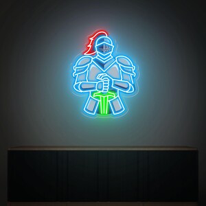 Heavy Knight Neon Sign, Warrior LED Neon Light, Noun LED Wall Art, UV ...