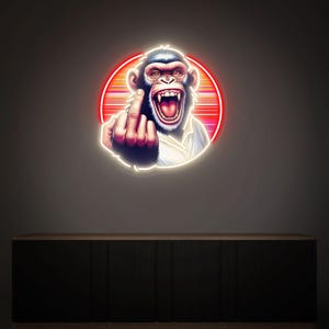 Chimpanzees Neon Signs, Middle Finger Neon Lights, Monkey Wall Decor ...
