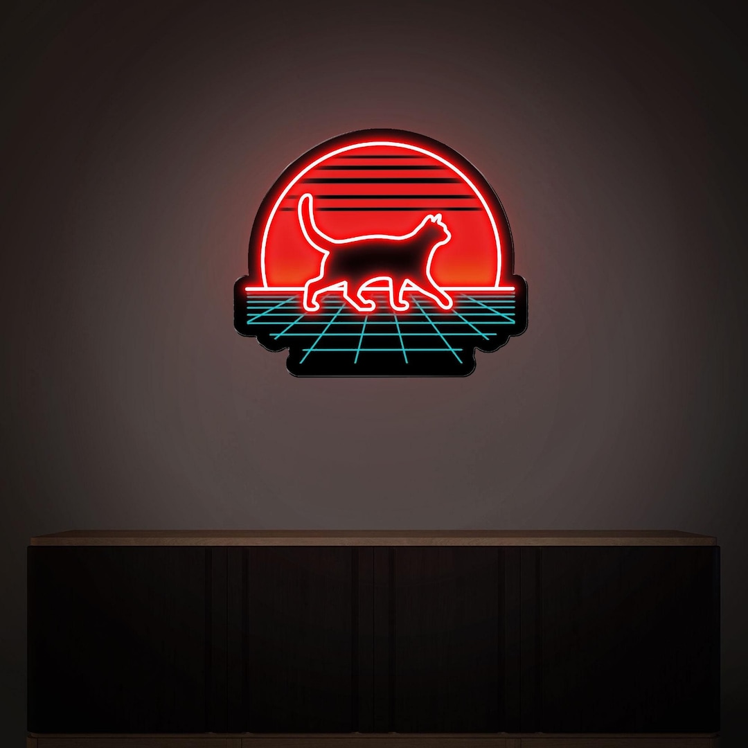 Cat Neon Signs, Cat LED Neon Lights, Animal Wall Decor, UV Printing ...