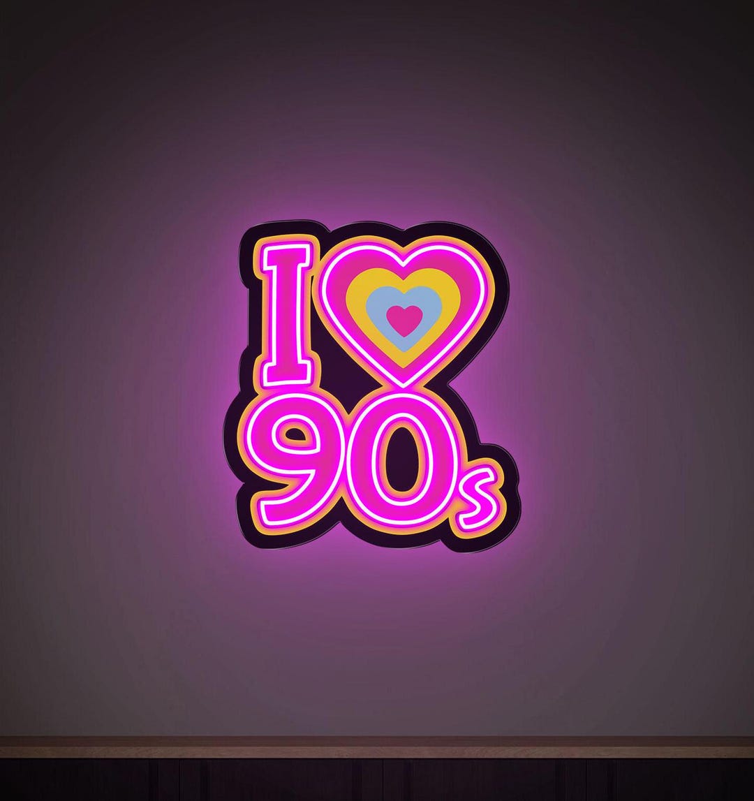 I Love 90s Neon Sign, 90s Party Themed Retro Neon Retro Neon Sign Wall ...