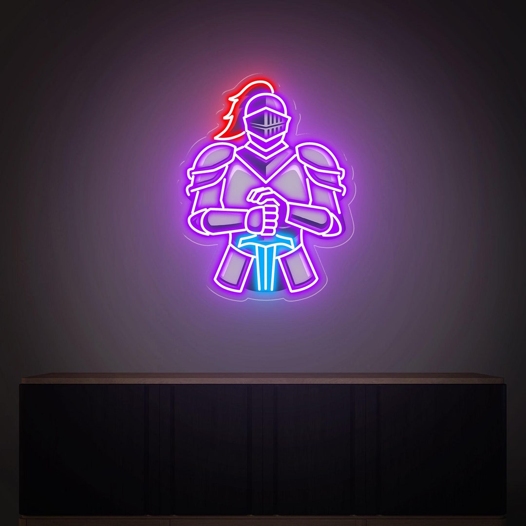 Heavy Knight Neon Sign, Warrior LED Neon Light, Noun LED Wall Art, UV ...