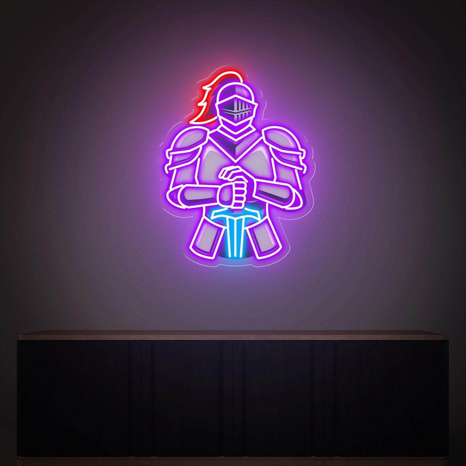 Heavy Knight Neon Sign, Warrior LED Neon Light, Noun LED Wall Art, UV ...