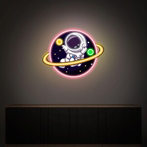 Astronaut Planet Neon Sign, UV Printing Neon Sign, Custom Spaceman Neon ...