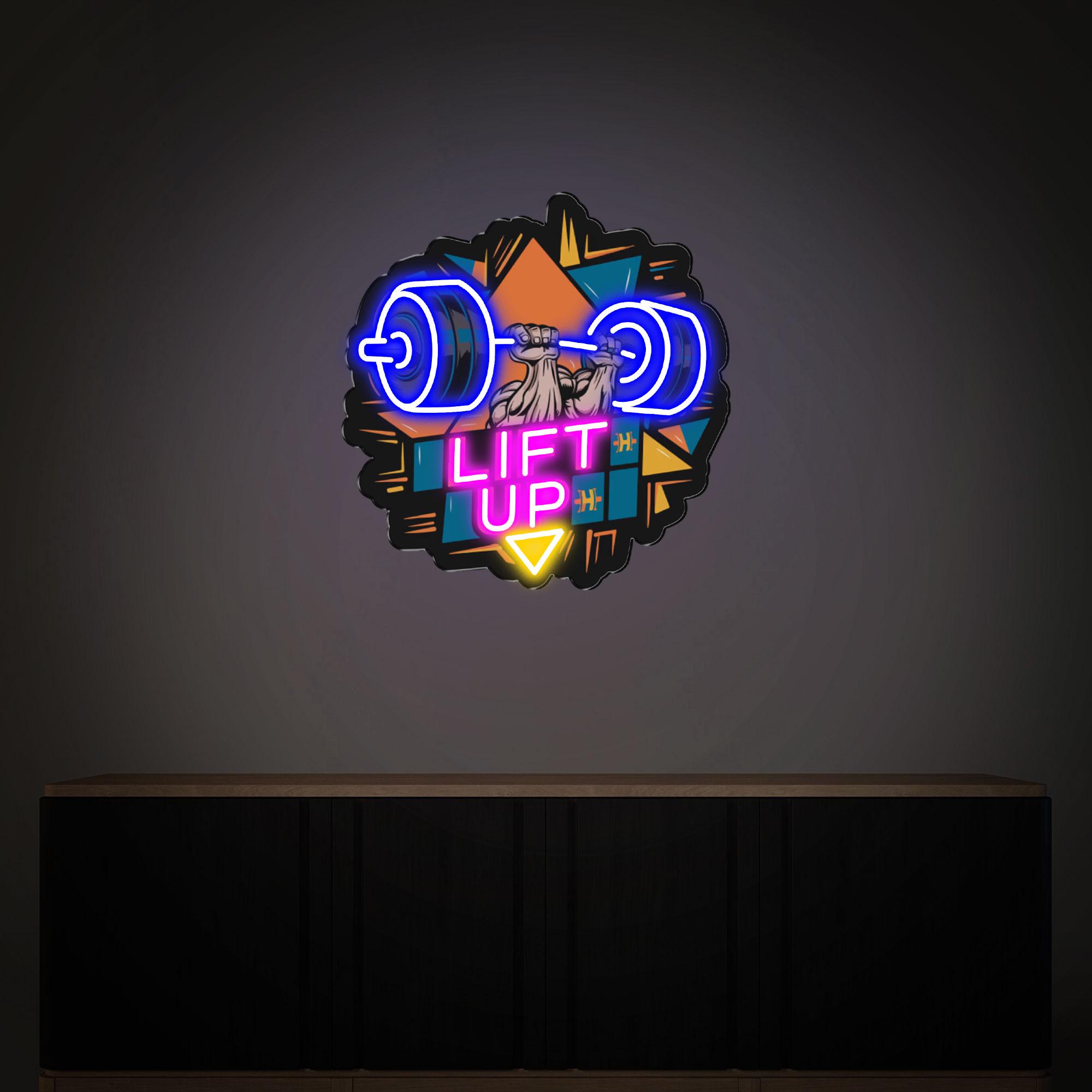 Lift up Neon Signs, Dumbbell Neon Sign, GYM Neon Lights, GYM Wall Decor ...
