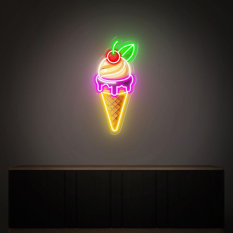 Ice Cream Neon Sign, Ice Cream LED Neon Light, UV Printing Acrylic Neon ...
