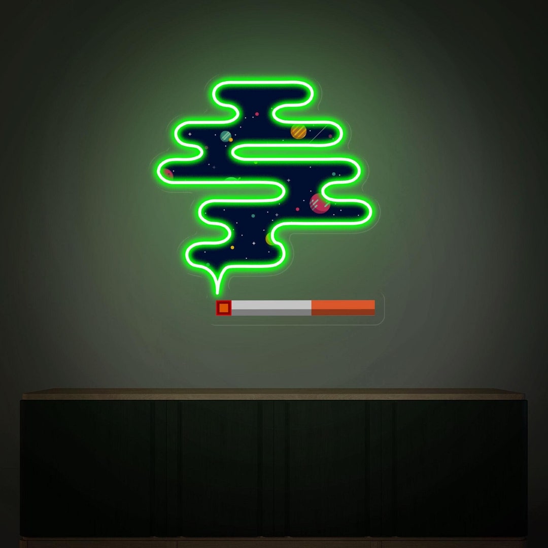 Smoking Neon Sign, UV Printing Neon Sign, Cigarette Neon Sign, Cigar ...