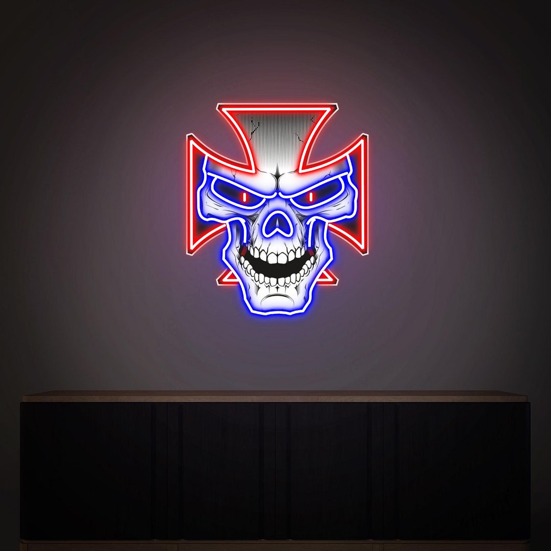 Cross Skull Neon Signs, Cross Skull Led Neon Lights, Skull Neon Light ...
