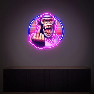 Chimpanzees Neon Signs, Middle Finger Neon Lights, Monkey Wall Decor ...