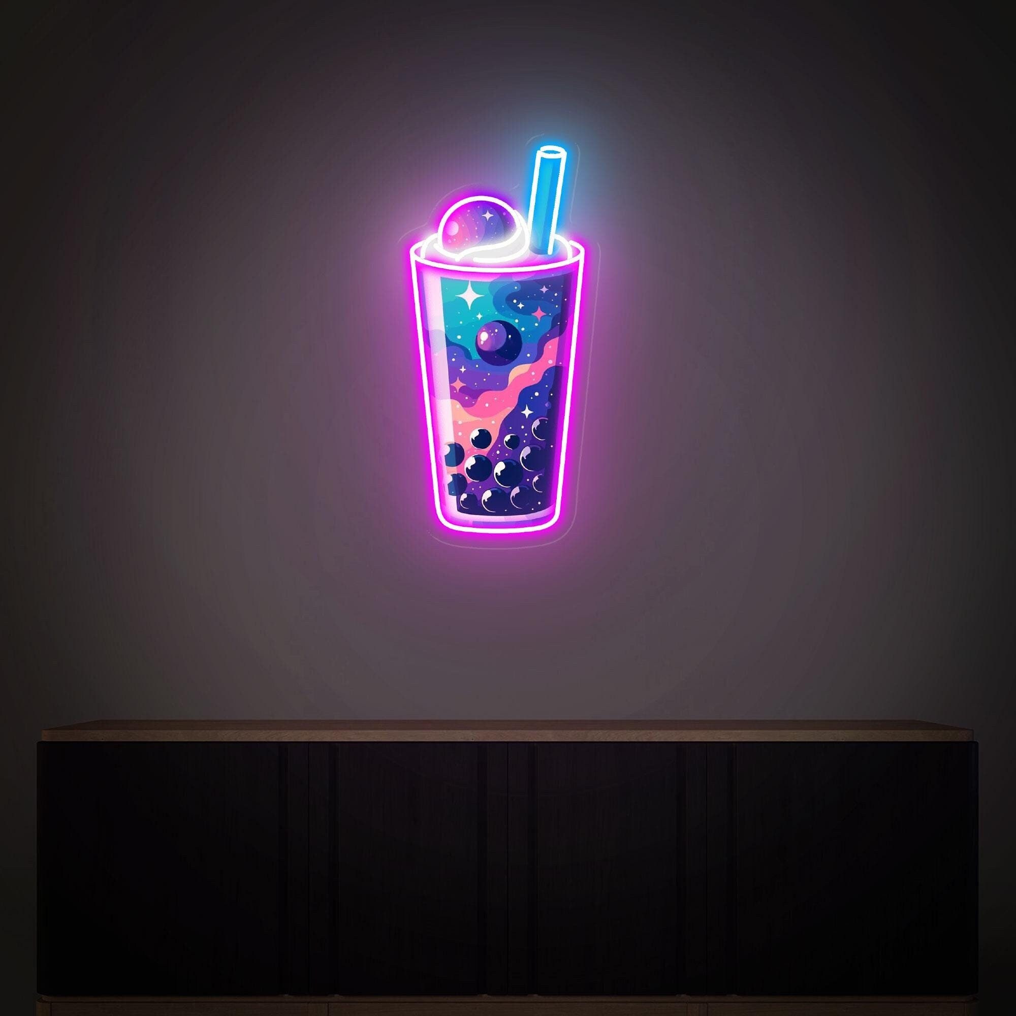 Boba Tea Neon Sign, Bubble Tea LED Milk Tea Neon Sign, Star in Cup Neon ...