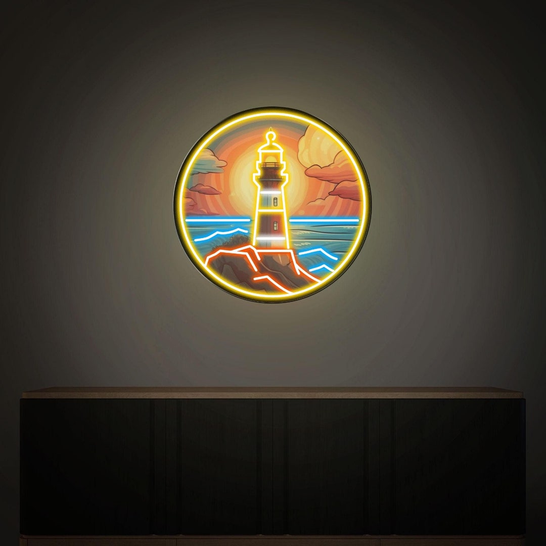 Lighthouse Neon Sign, UV Printing Acrylic Sign, Lighthouse Beacons LED ...