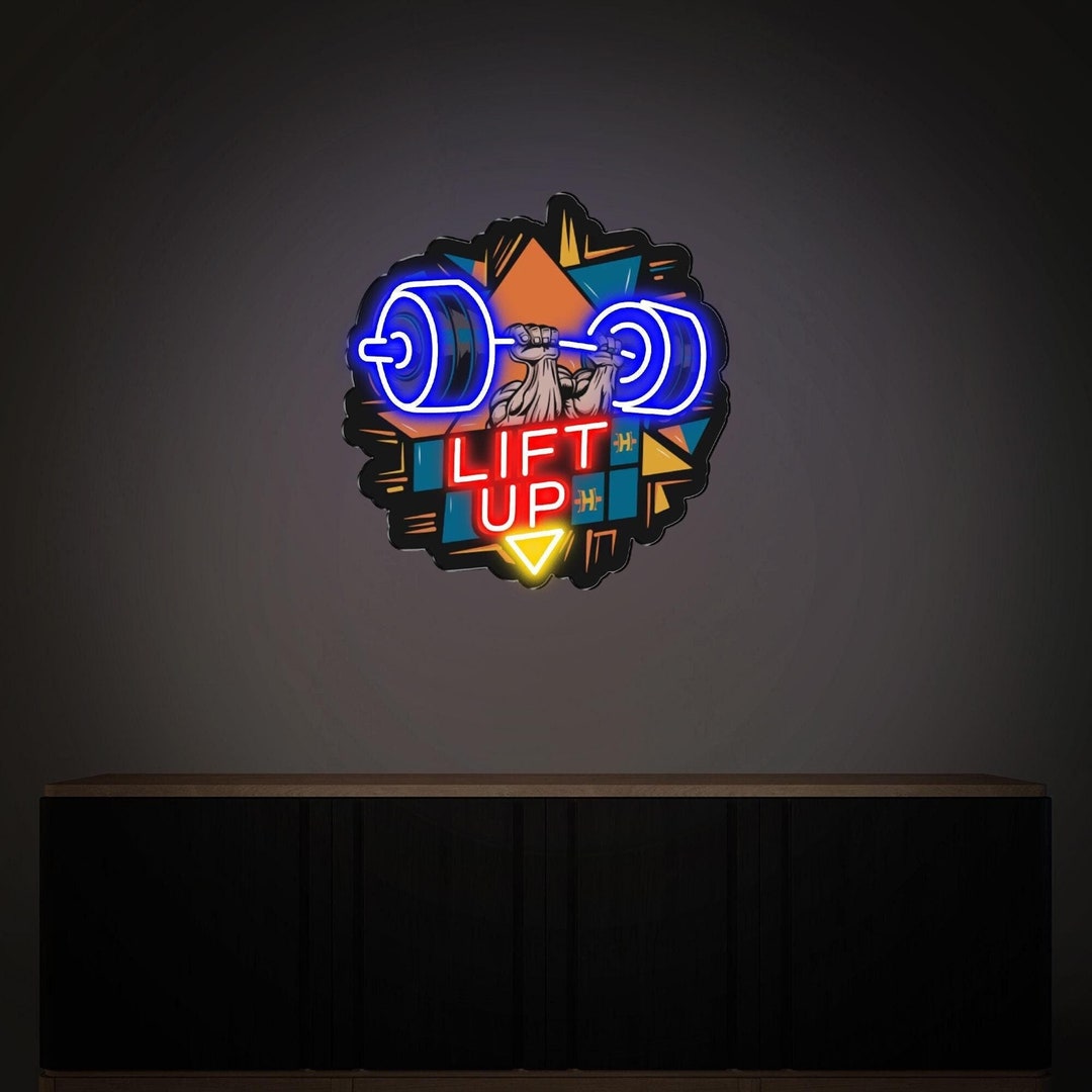 Lift up Neon Signs, Dumbbell Neon Sign, GYM Neon Lights, GYM Wall Decor ...
