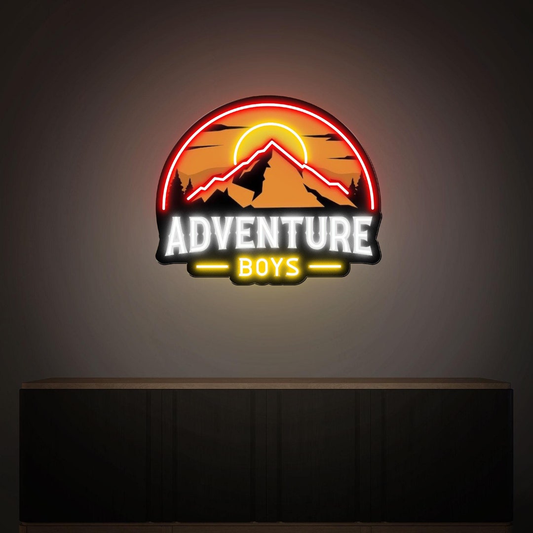Mountains Sign Neon Signs, Adventure Boys LED Neon Lights, Mountains ...