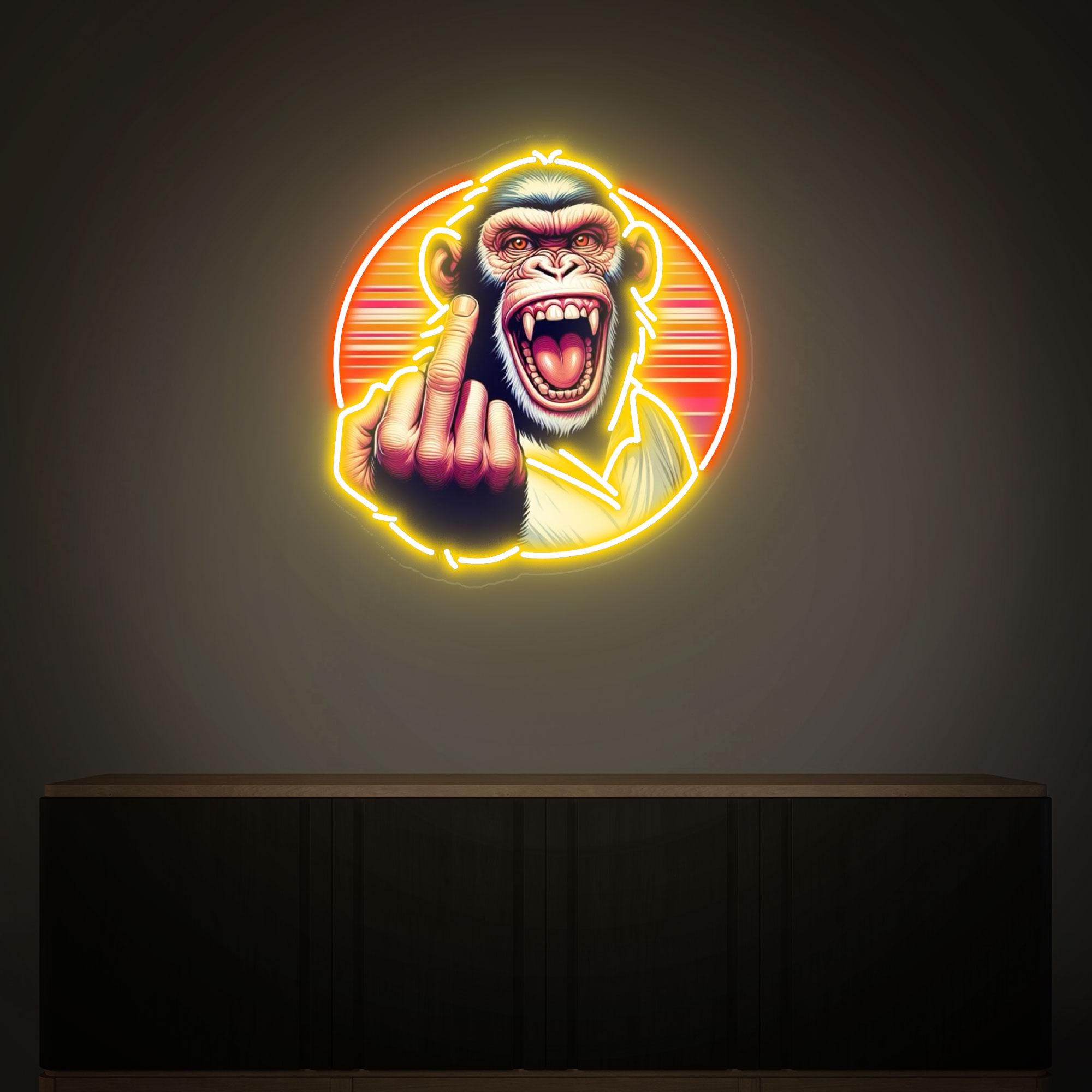 Chimpanzees Neon Signs, Middle Finger Neon Lights, Monkey Wall Decor ...