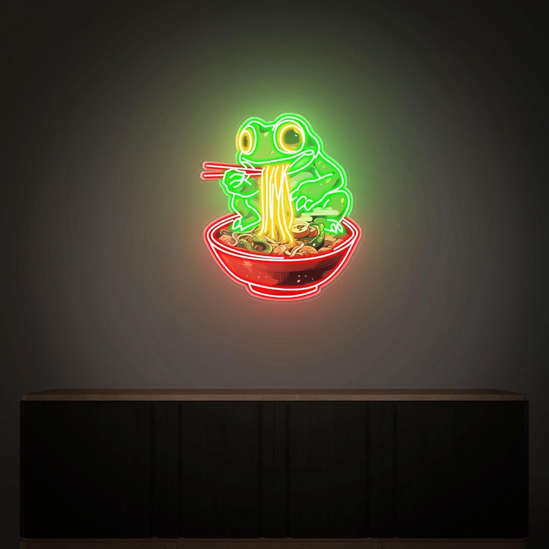 Forg Eating Ramen Neon Signs, Ramen Shop Decor, Ramen Shop Neon Sign ...