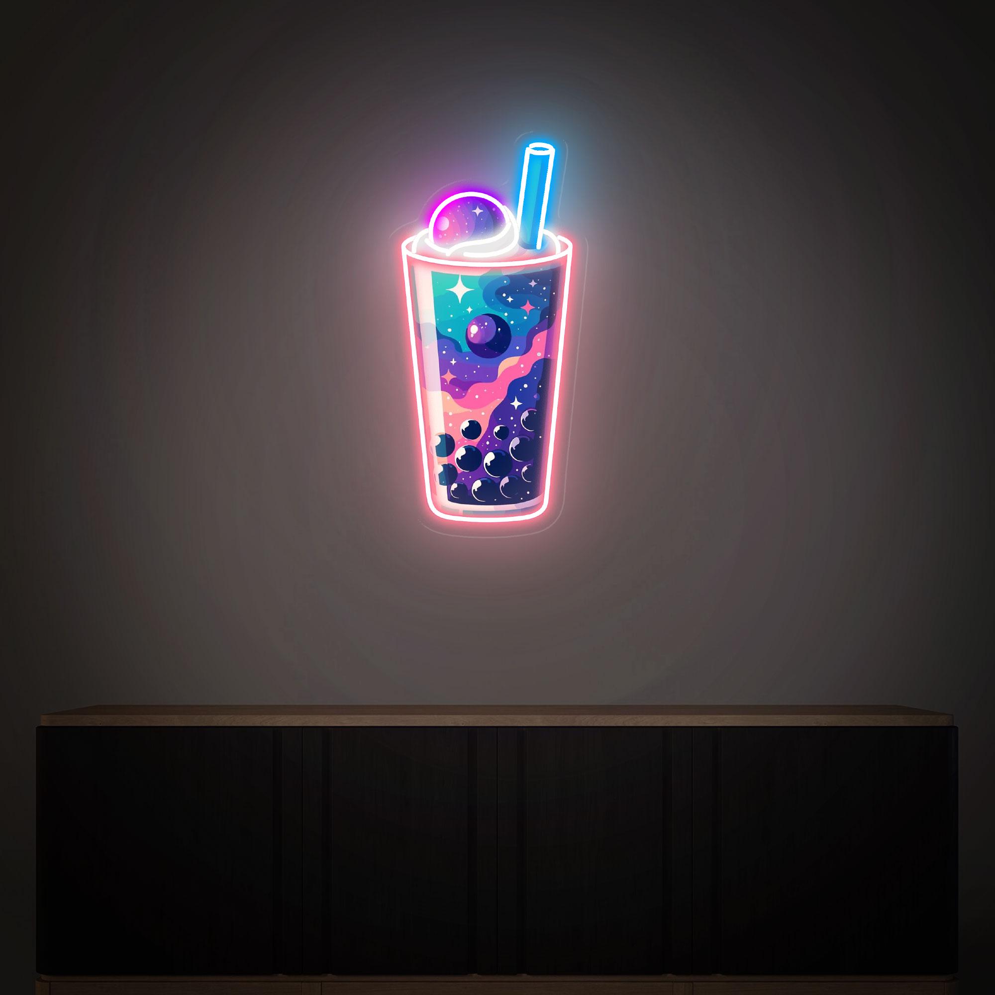 Boba Tea Neon Sign, Bubble Tea LED Milk Tea Neon Sign, Star in Cup Neon ...