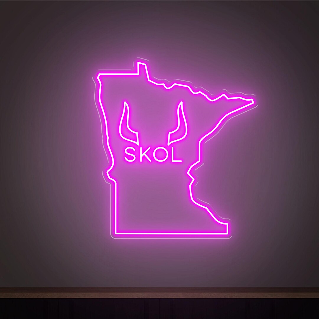 SKOL Neon Sign, Skol Minnesota Vikings Neon Sign, Vikings Skol Home ...