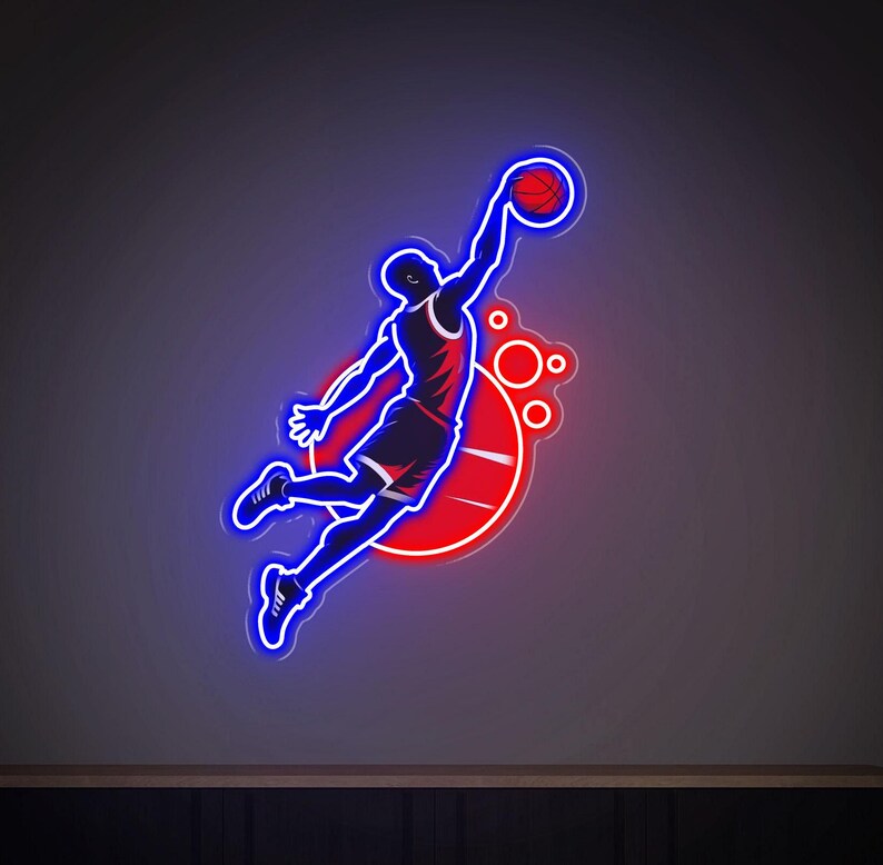 Slam Dunk Neon Sign, Basketball LED Neon Light, UV Printing Acrylic ...