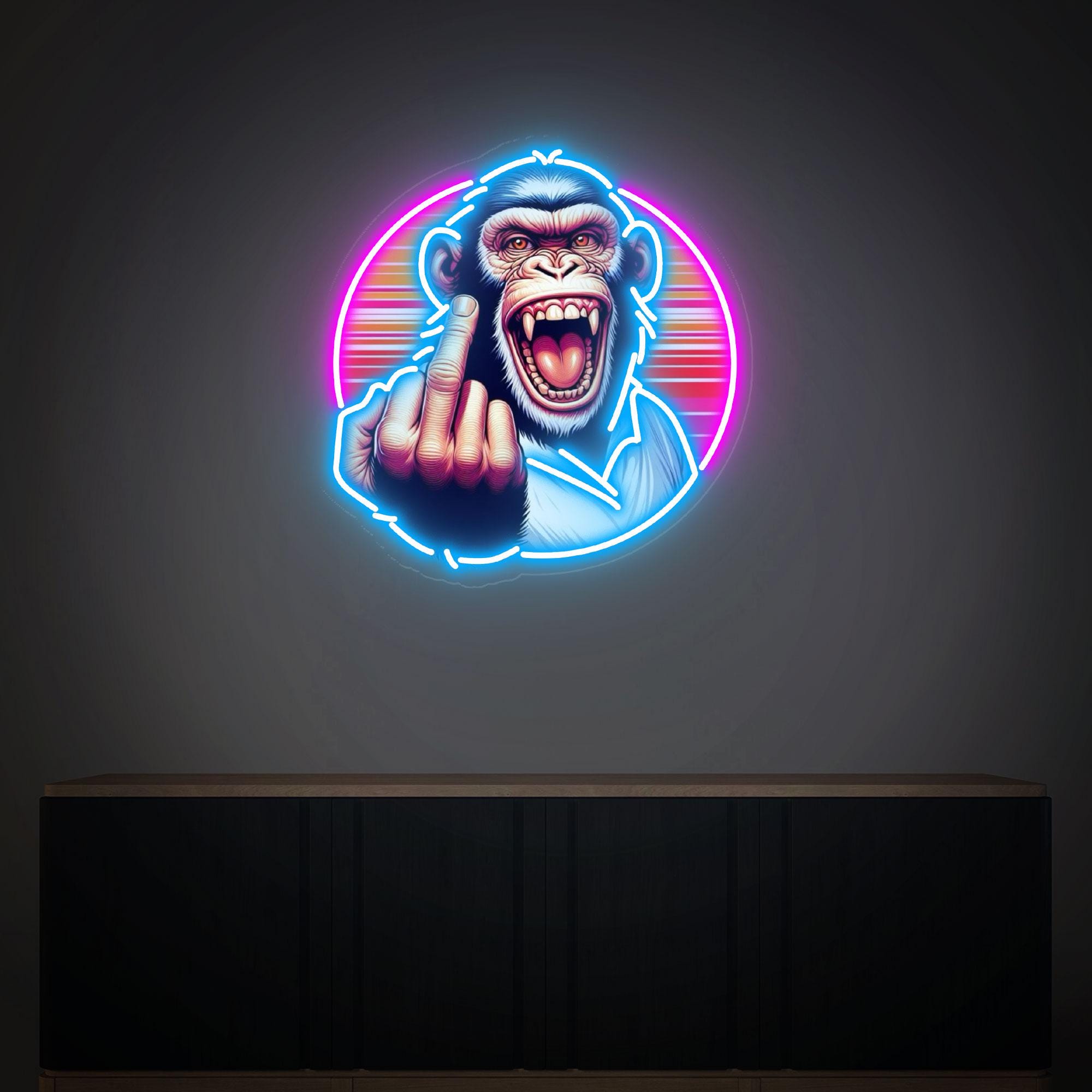 Chimpanzees Neon Signs, Middle Finger Neon Lights, Monkey Wall Decor ...