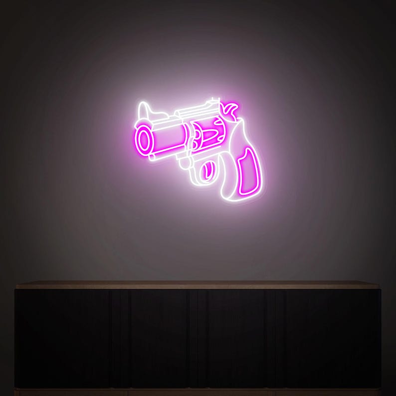 Revolver Toy Gun Neon Sign Custom Neon Sign Led Neon Light Game Room ...