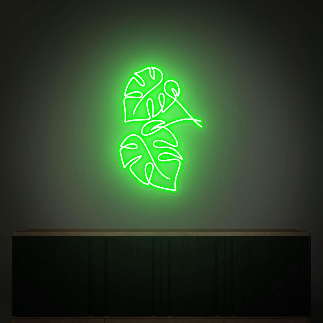 Custom Monstera Leaf Neon Light, Tropical Leaf Led Light, Green Leaf ...