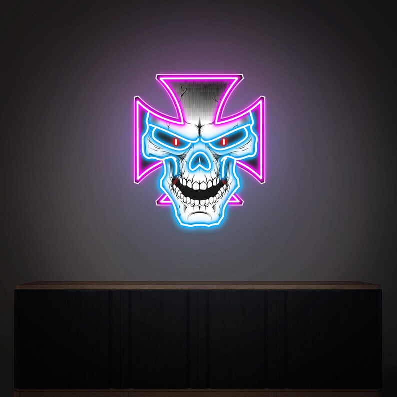Cross Skull Neon Signs, Cross Skull Led Neon Lights, Skull Neon Light ...