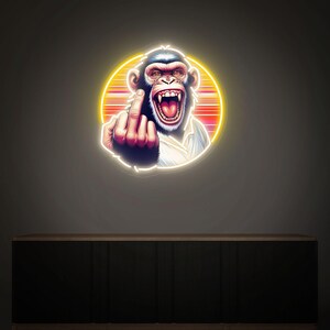 Chimpanzees Neon Signs, Middle Finger Neon Lights, Monkey Wall Decor ...