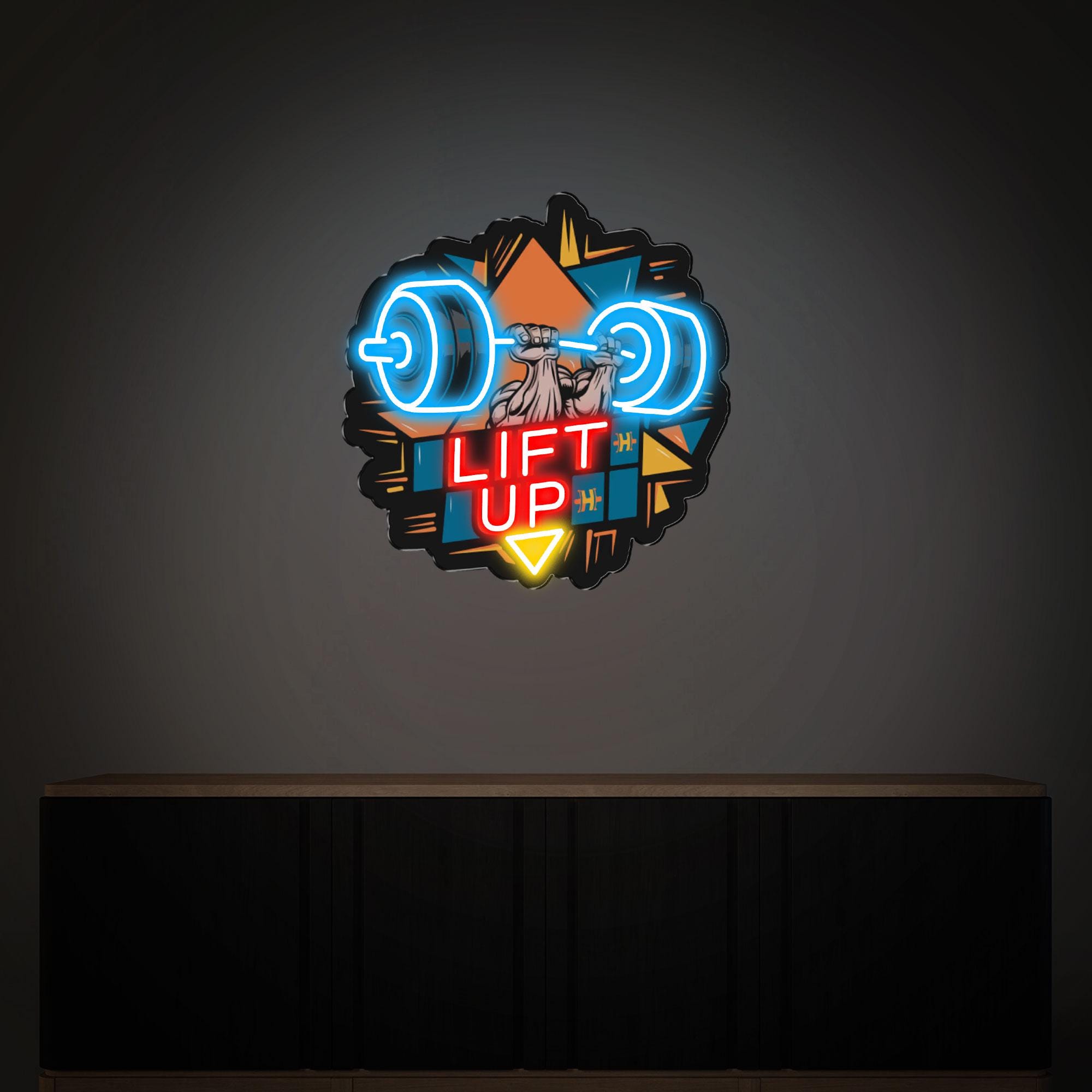 Lift up Neon Signs, Dumbbell Neon Sign, GYM Neon Lights, GYM Wall Decor ...