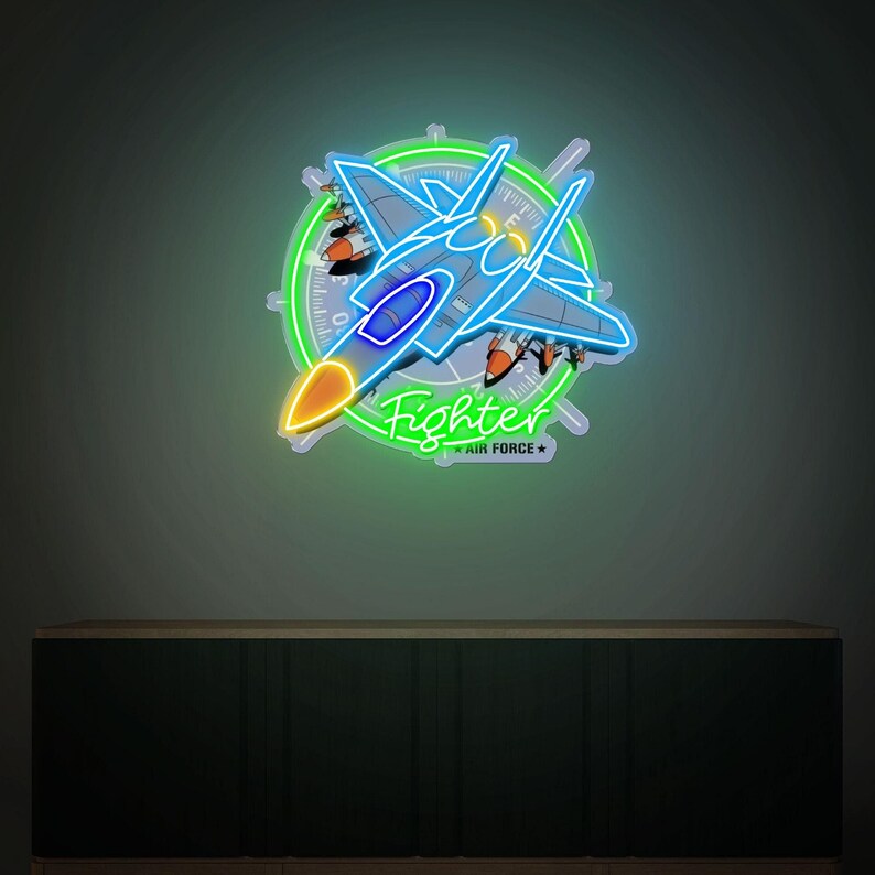 Jet Fighter Neon Signs, Jet Fighter LED Neon Lights, UV Printing Neon ...