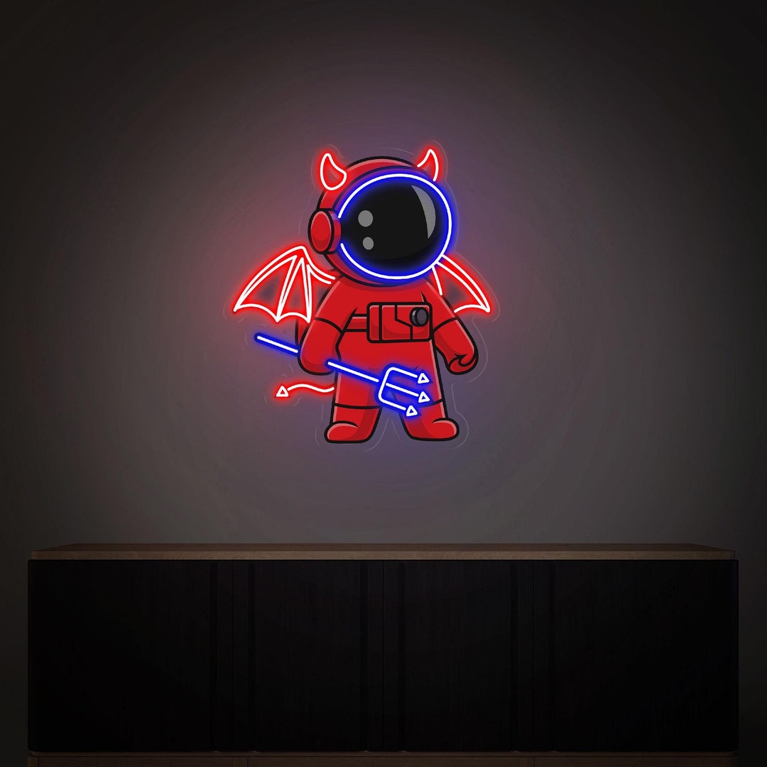Space Devil Neon Sign, Astronaut Neon Lights, Bedroom Wall Decor, UV ...