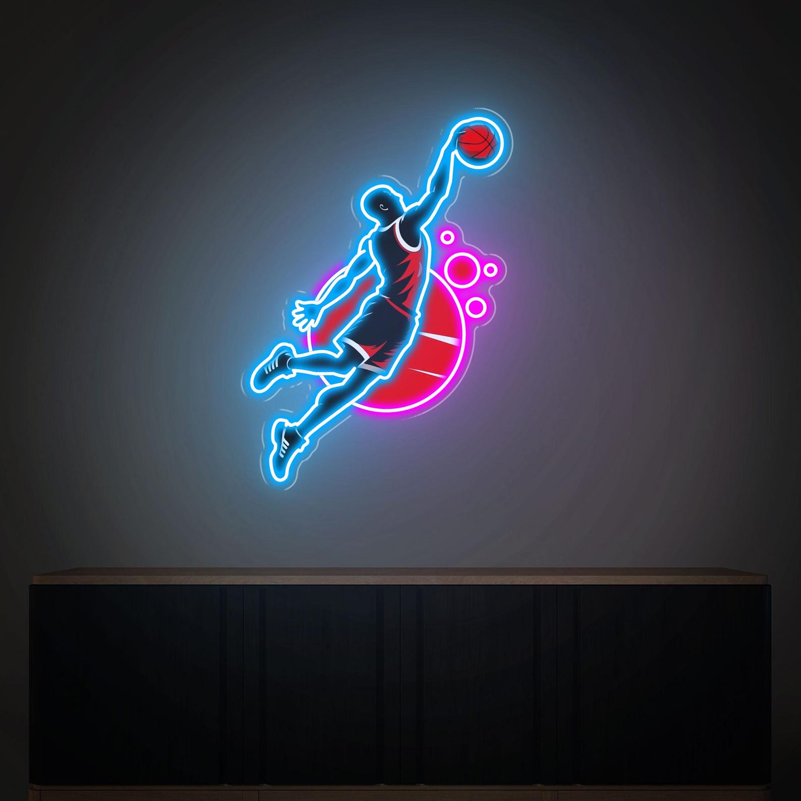 Slam Dunk Neon Sign, Basketball LED Neon Light, UV Printing Acrylic ...