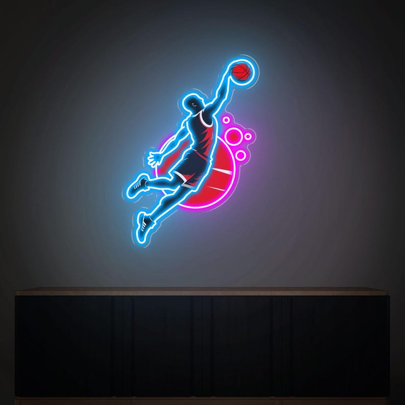 Slam Dunk Neon Sign, Basketball LED Neon Light, UV Printing Acrylic ...