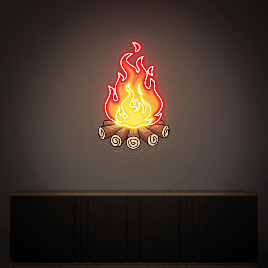 Campfire Neon Sign, Bonfire LED Neon Sign, Fire Neon Light, Campfire ...