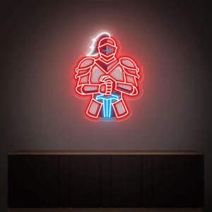 Heavy Knight Neon Sign, Warrior LED Neon Light, Noun LED Wall Art, UV ...