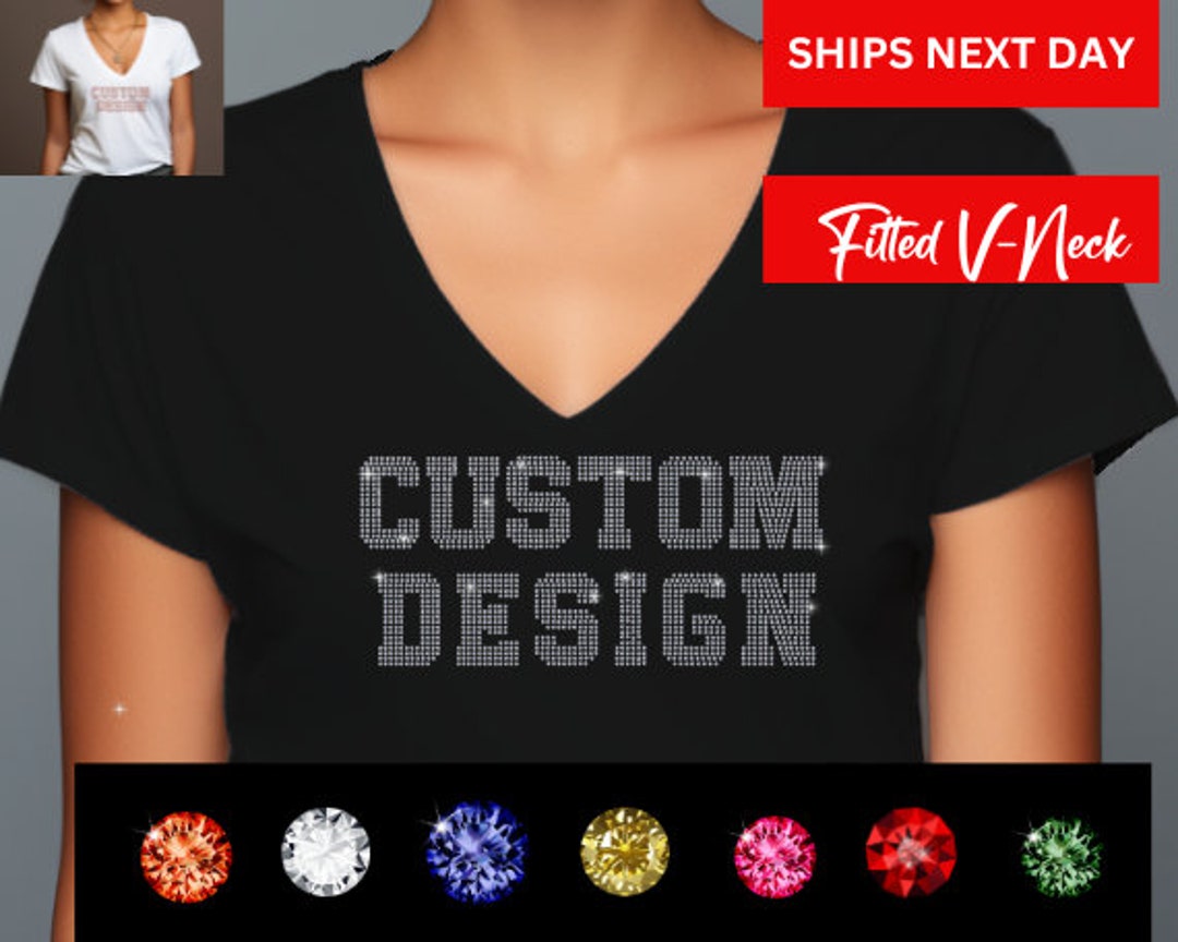 Bling Custom Text Shirt, Custom Bling Shirt, Sparkly Custom Tee, Customize Bling Text, Custom ...
